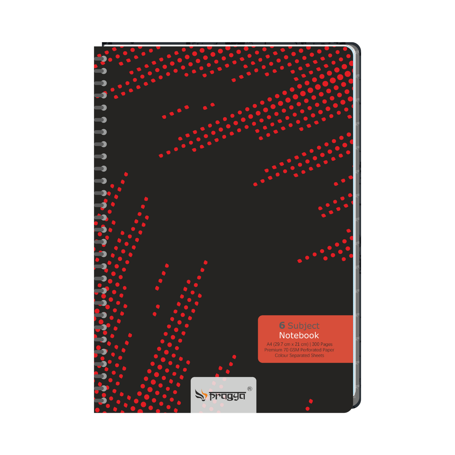 Pragya 6-Subject A4 Notebook | 300 Ruled Pages | Spiral Bound | Hard C